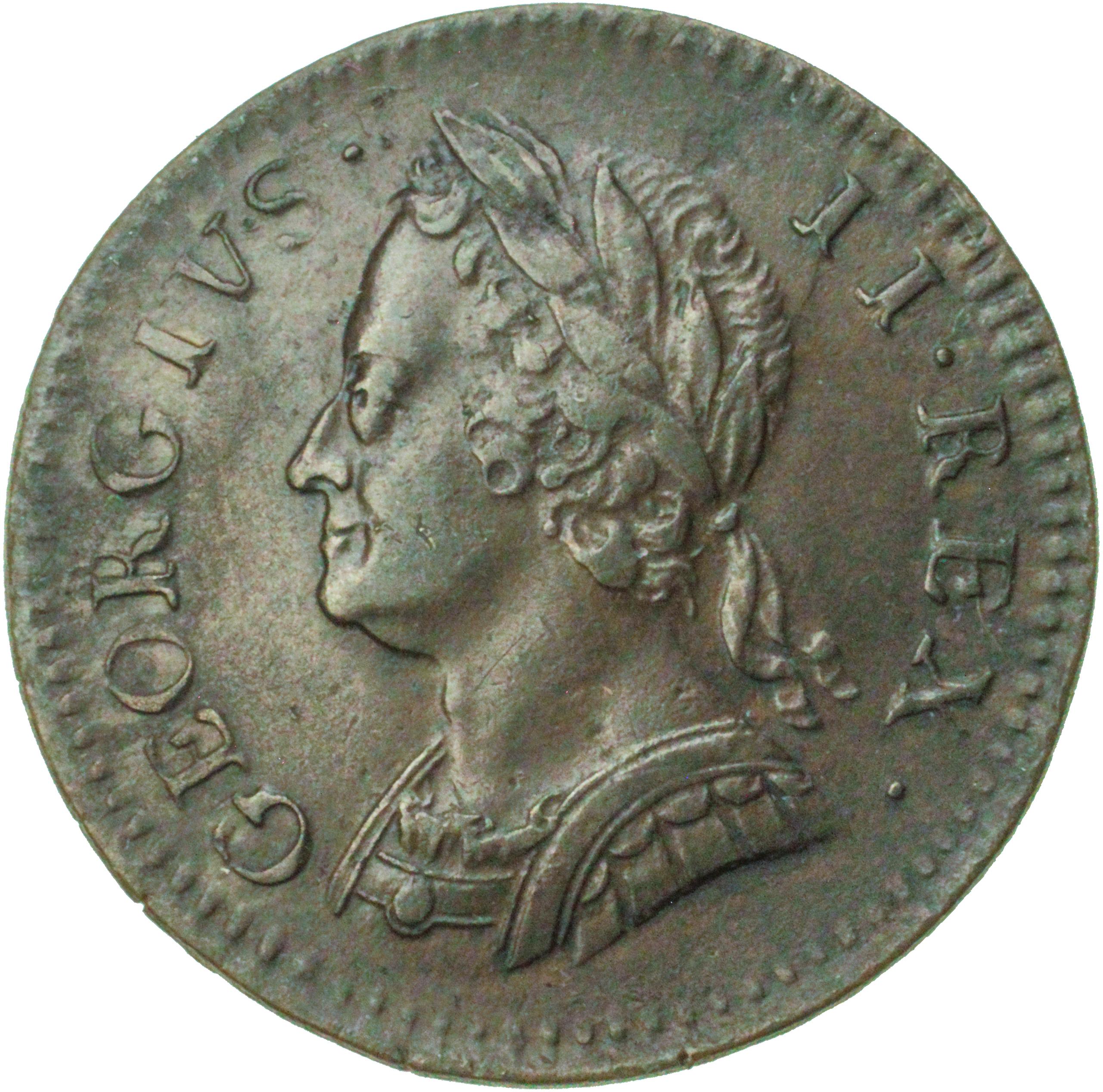George II, farthing 1754.