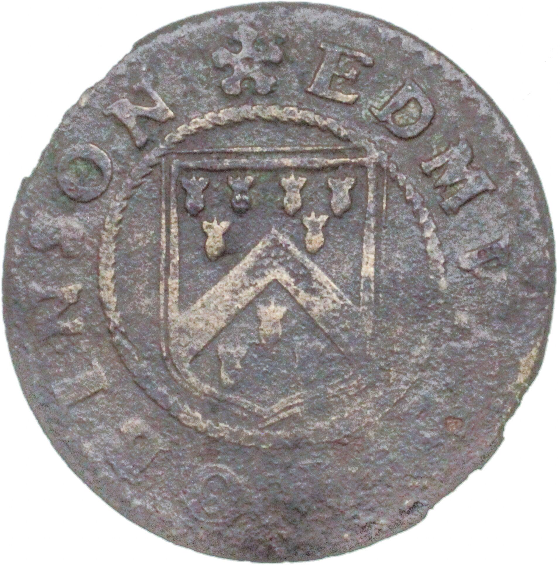 Lancashire, Clitheroe. Edmund Robinson, halfpenny token 1666.