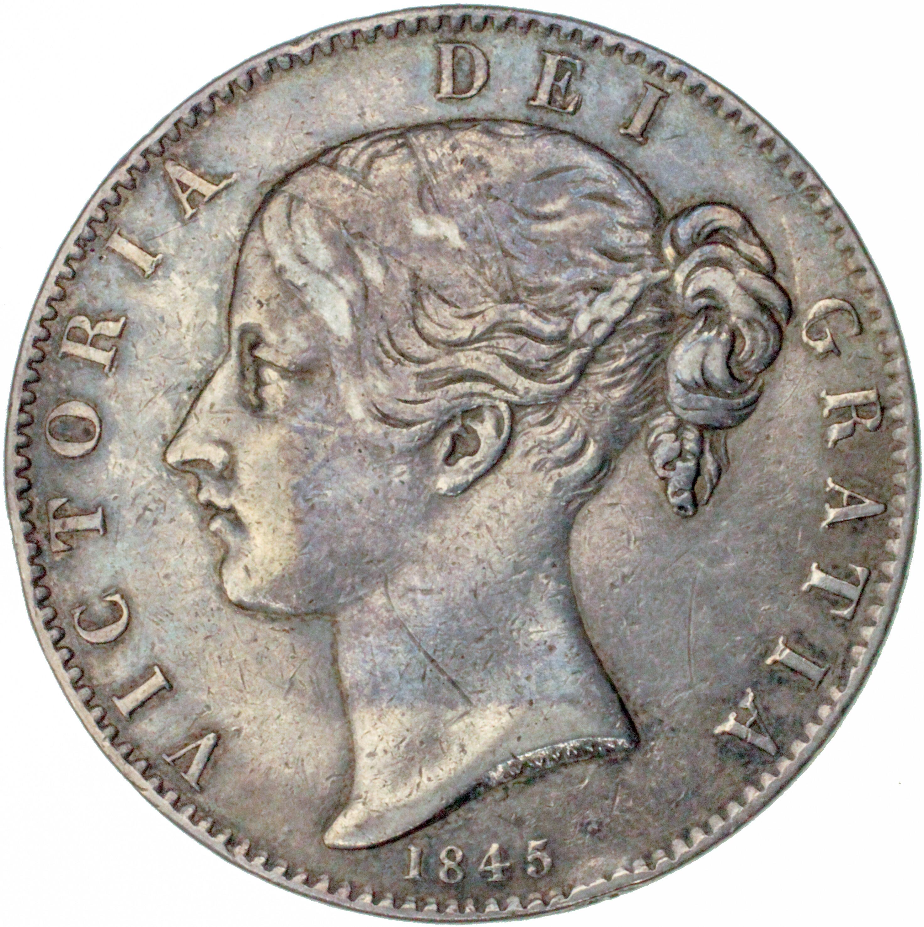 Victoria, silver crown, 1845, regnal year 8.