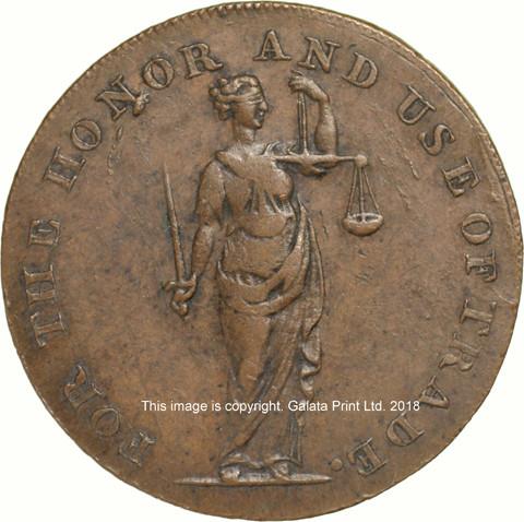 IRELAND. DUBLIN Halfpenny token, Talbort Fyan, Poolbeg Street, 1794.