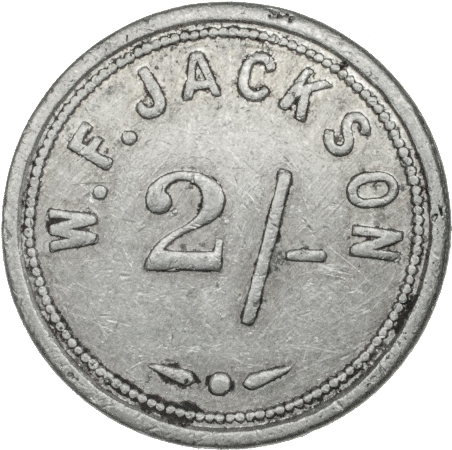 W. F. Jackson, 2 shillings token