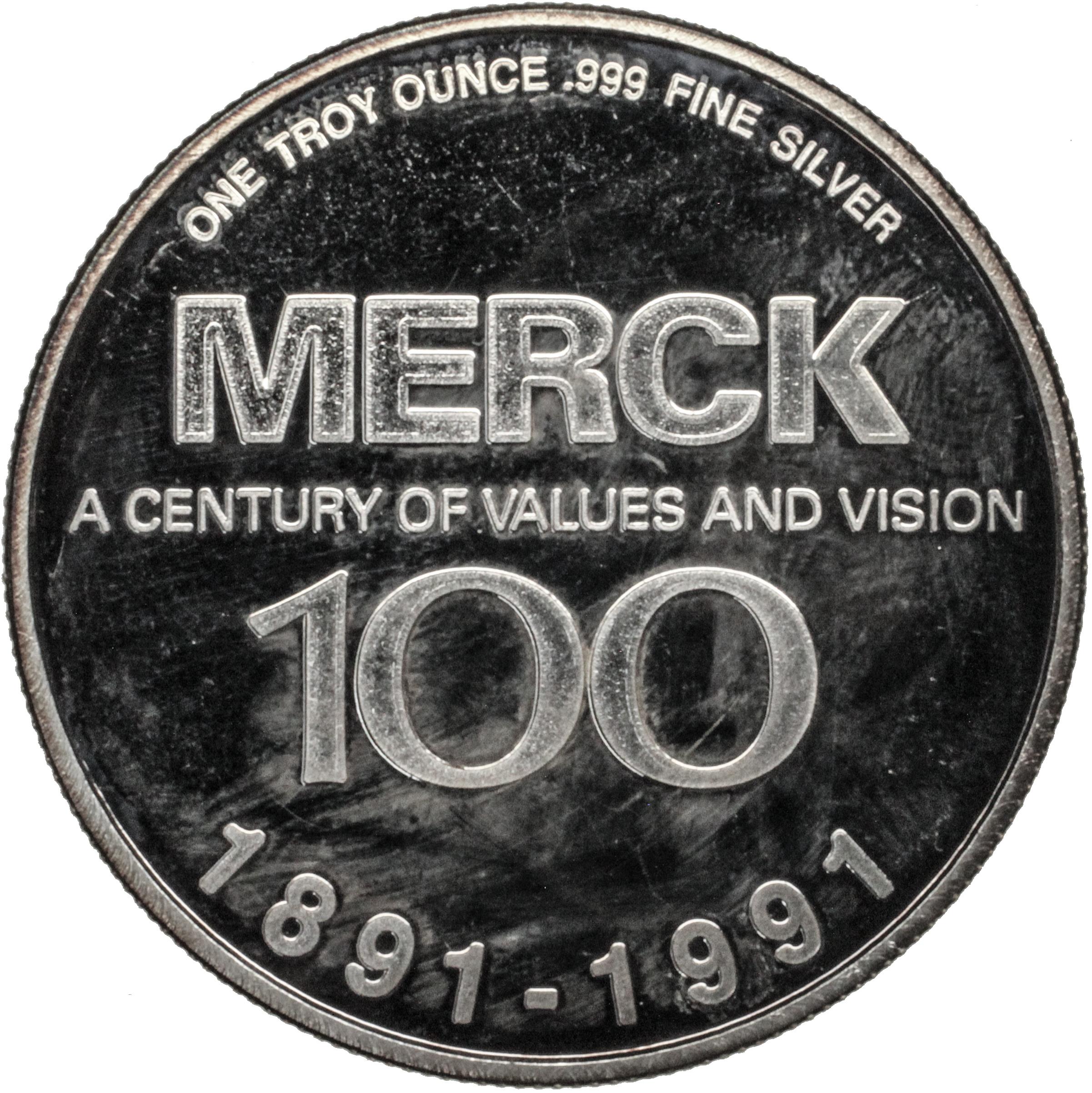 USA. MERCK & CO., INC. Centenary. Silver 1 ounce.