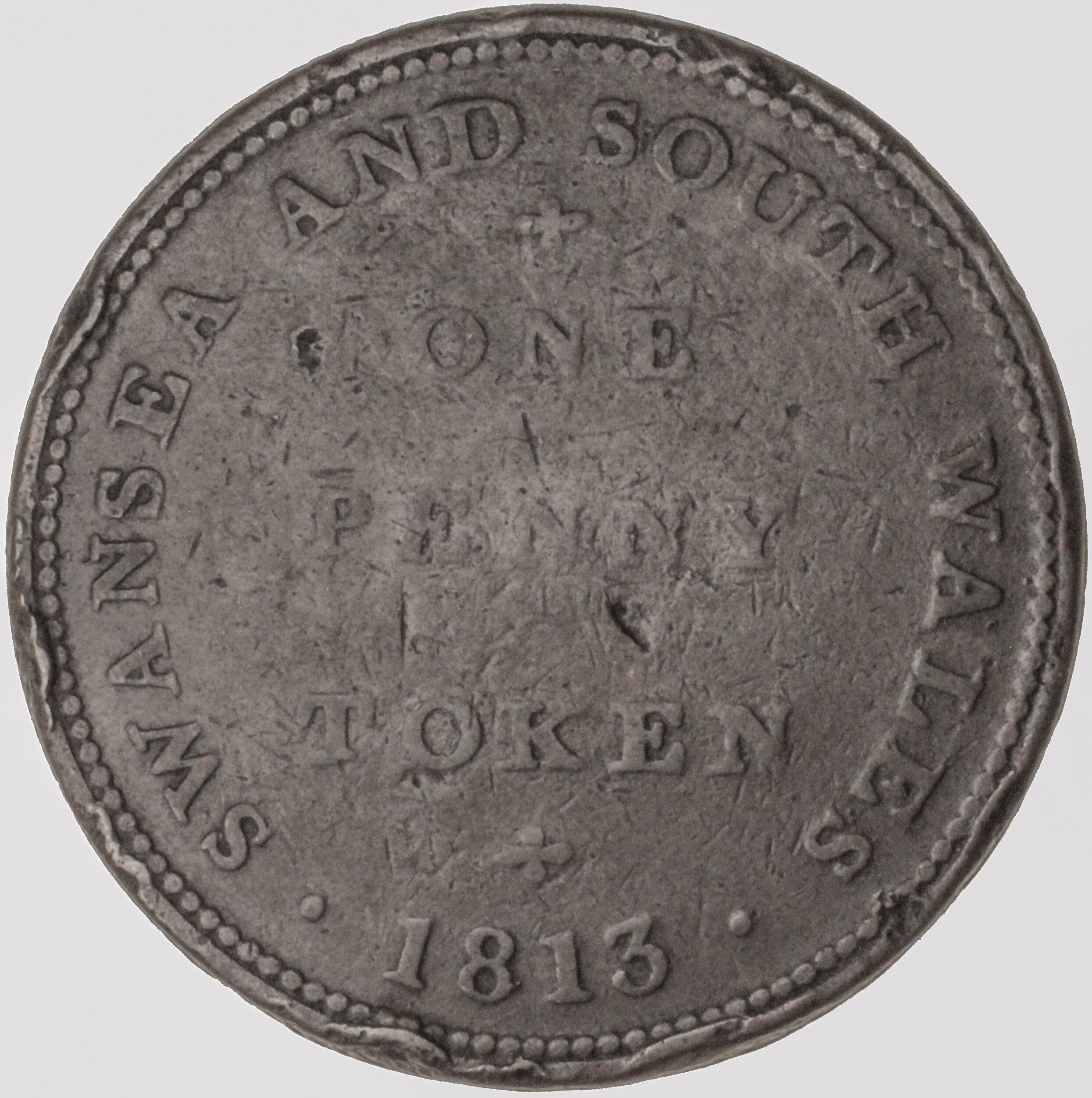 Swansea and South Wales, Cambrian Pottery. Penny token, 1813.