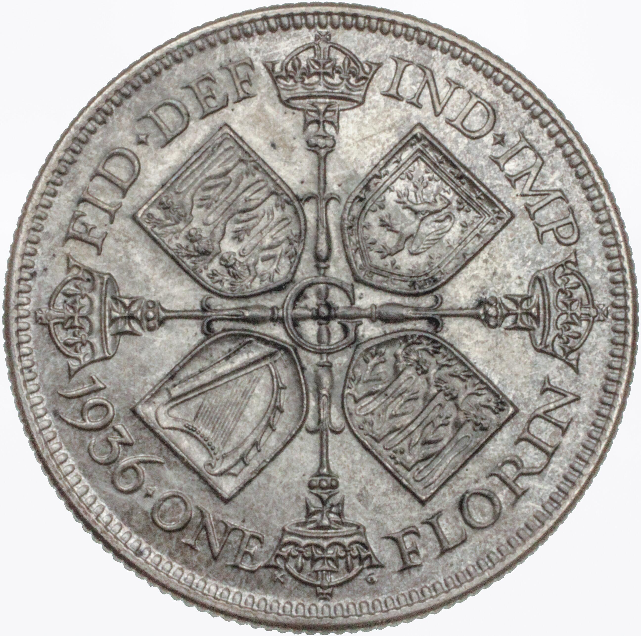 George V, silver florin, 1936
