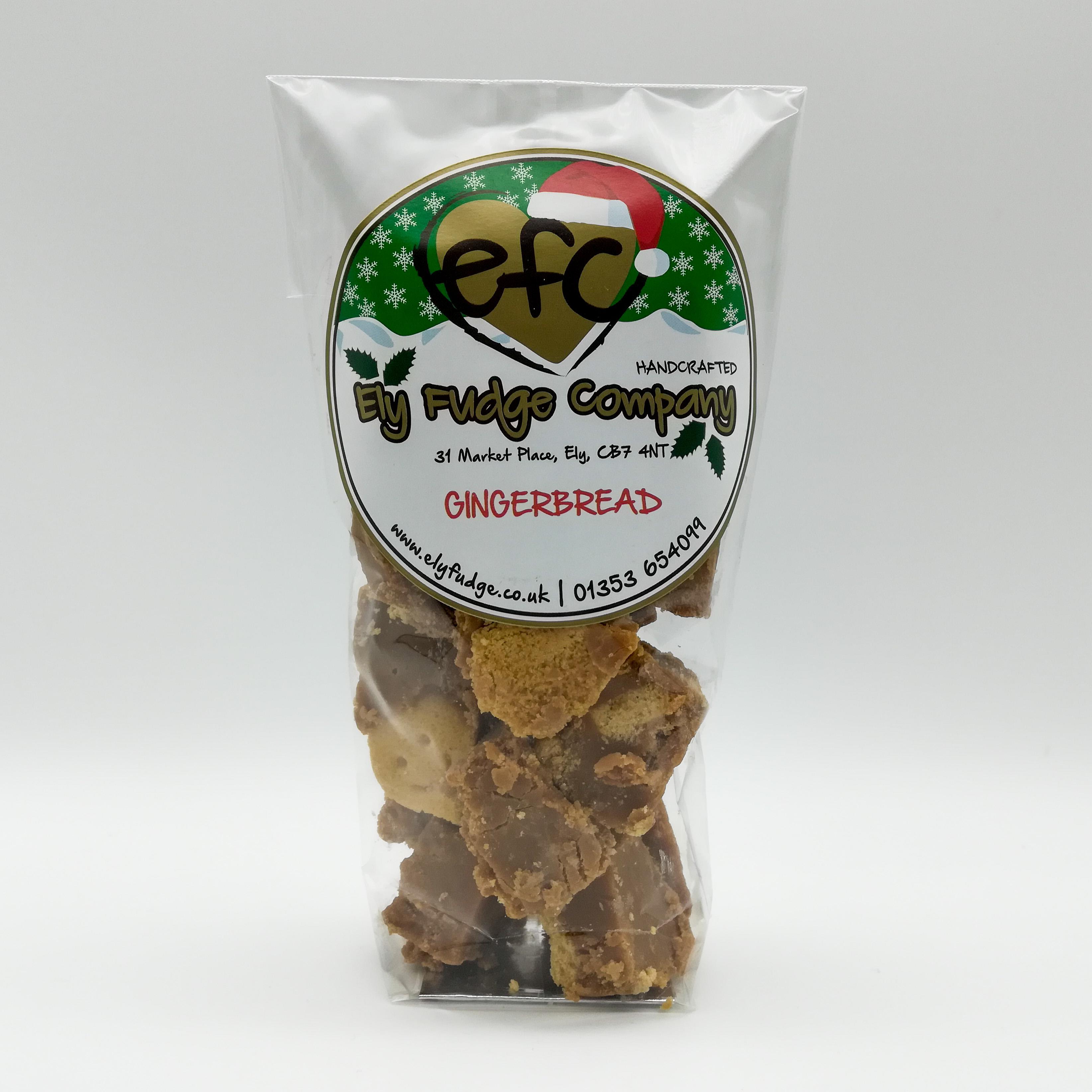 Delicious Gingerbread Fudge in a Christmas Cellophane Packet