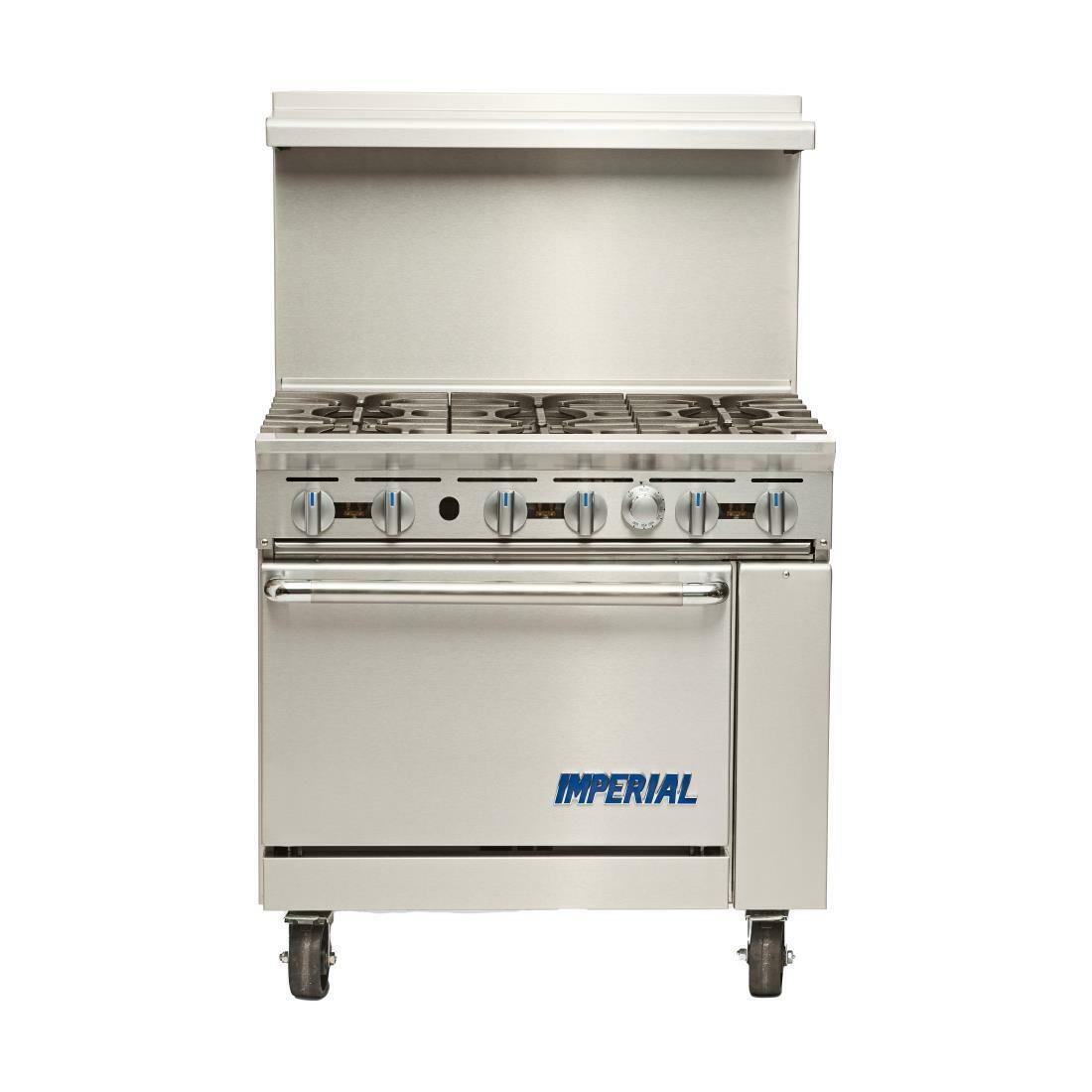 CX911 - IR-6-SPLASHBACK - Imperial Six Burner Gas Oven Range with ...