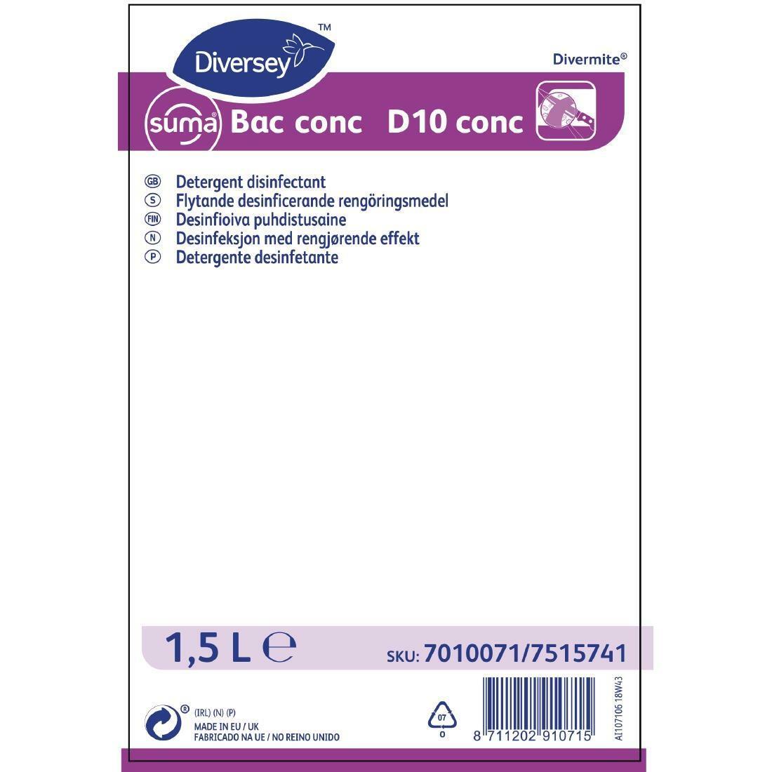 CX805 - 7010071 - Suma Bac D10 Cleaner and Disinfectant Super ...