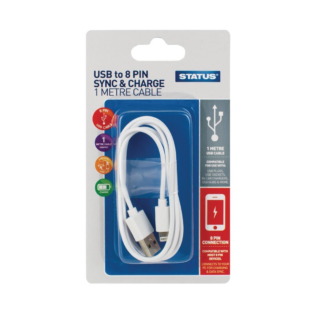 Status USB-A to 8-Pin Lightning Charging Lead 1M White - DZ480 - DZ480 ...