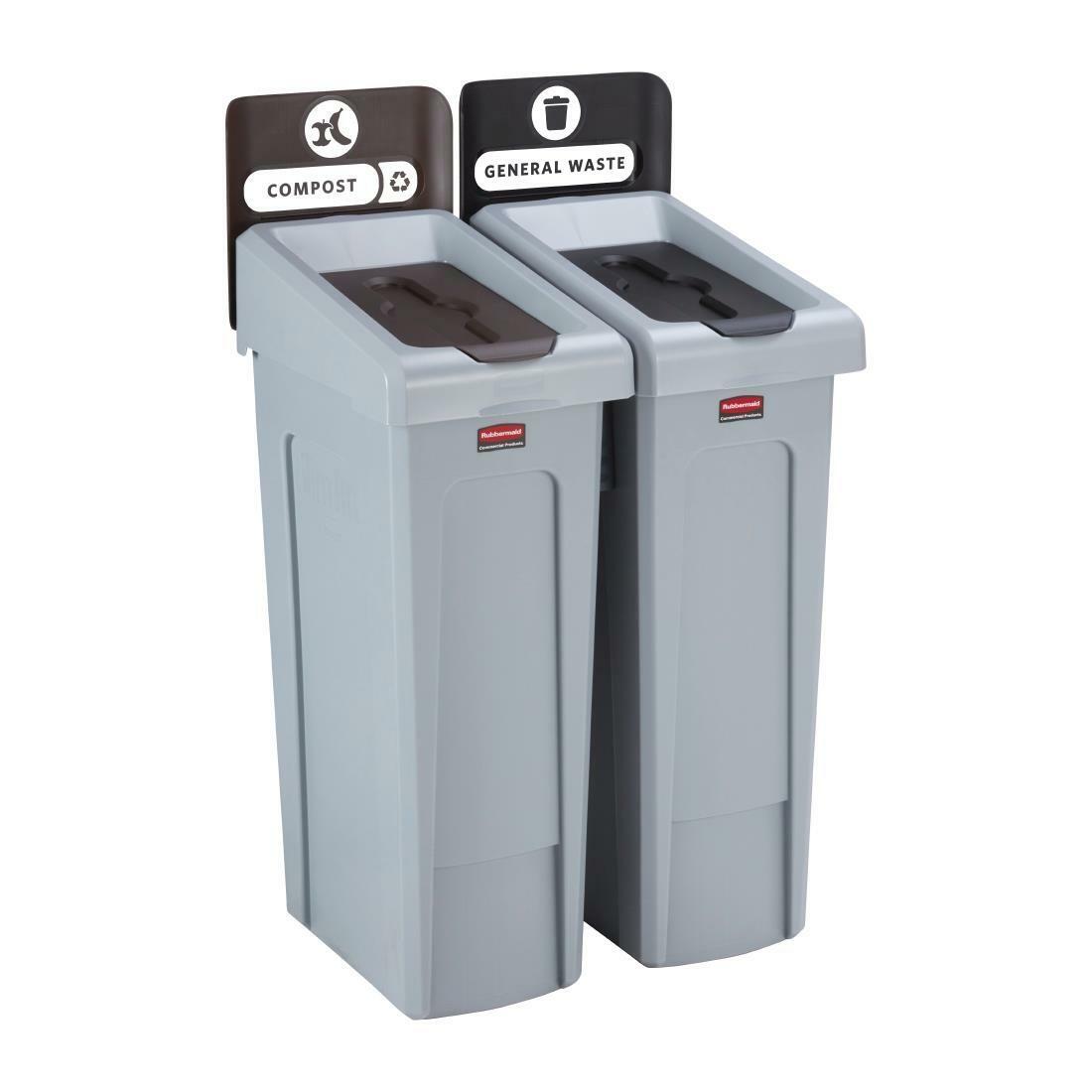DY079 - Rubbermaid Slim Jim Two Stream Recycling Station 87Ltr - DY079