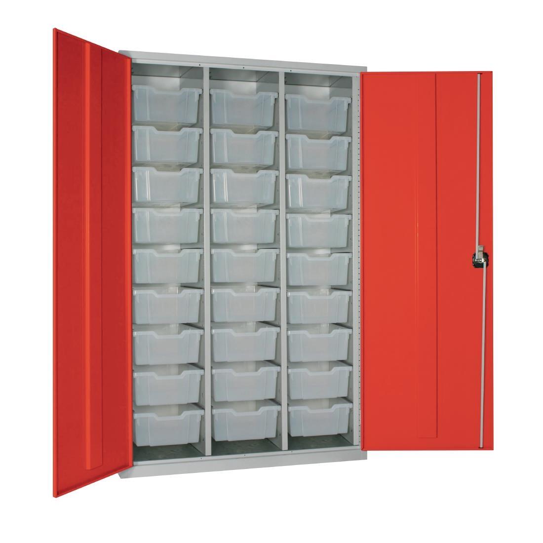 27 Tray High-Capacity Storage Cupboard - Red with Transparent Trays ...