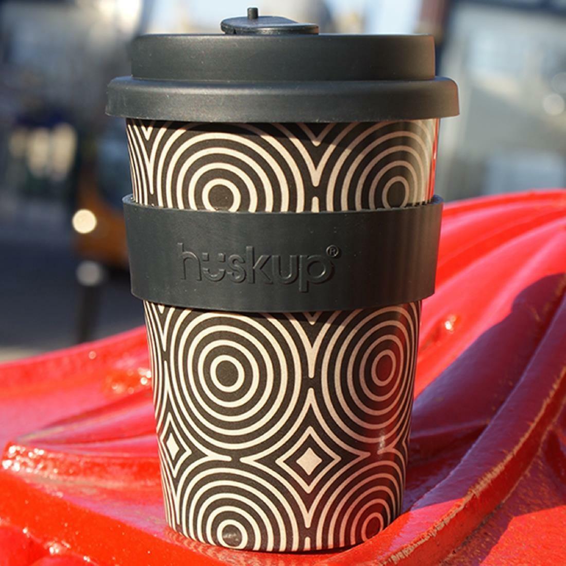 FT138 - HKM009 - Huskup Art Deco Circles Reusable Eco Coffee Cup 400ml