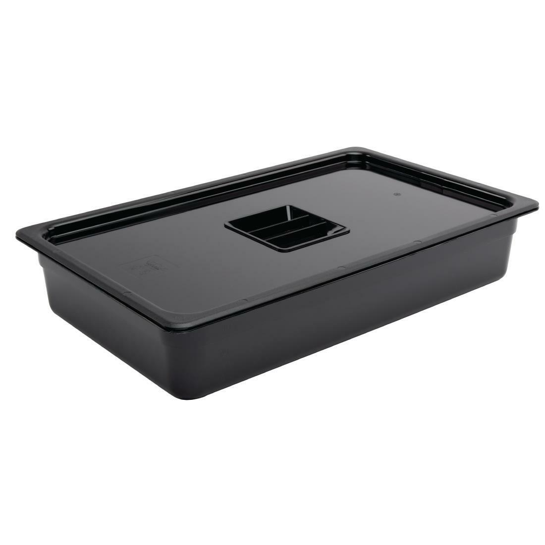 U455 - 2114 - Vogue Polycarbonate 1/1 Gastronorm Container 100mm Black ...