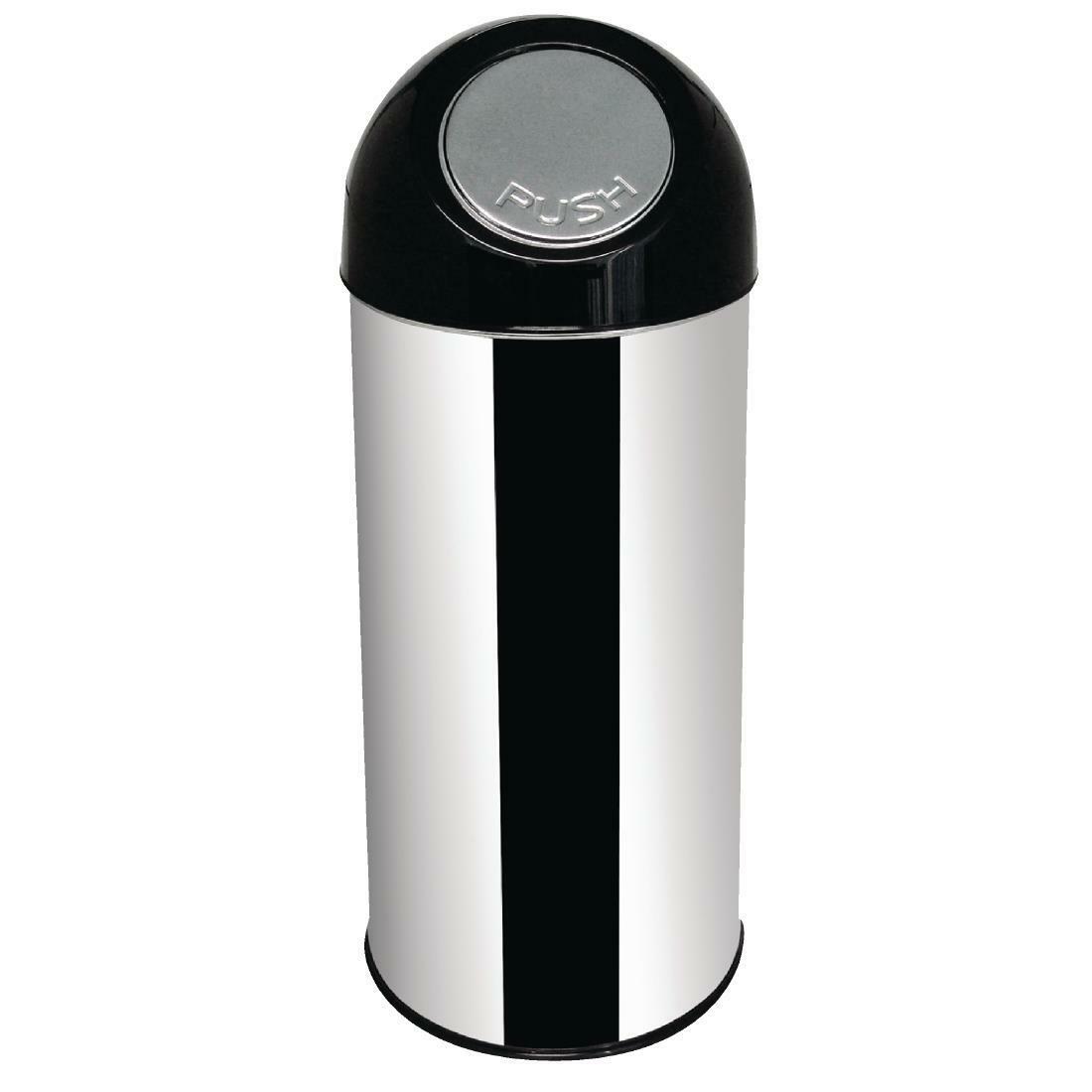 L044 - L044 - Bolero Stainless Steel Push Top Bullet Bin Silver 40Ltr ...