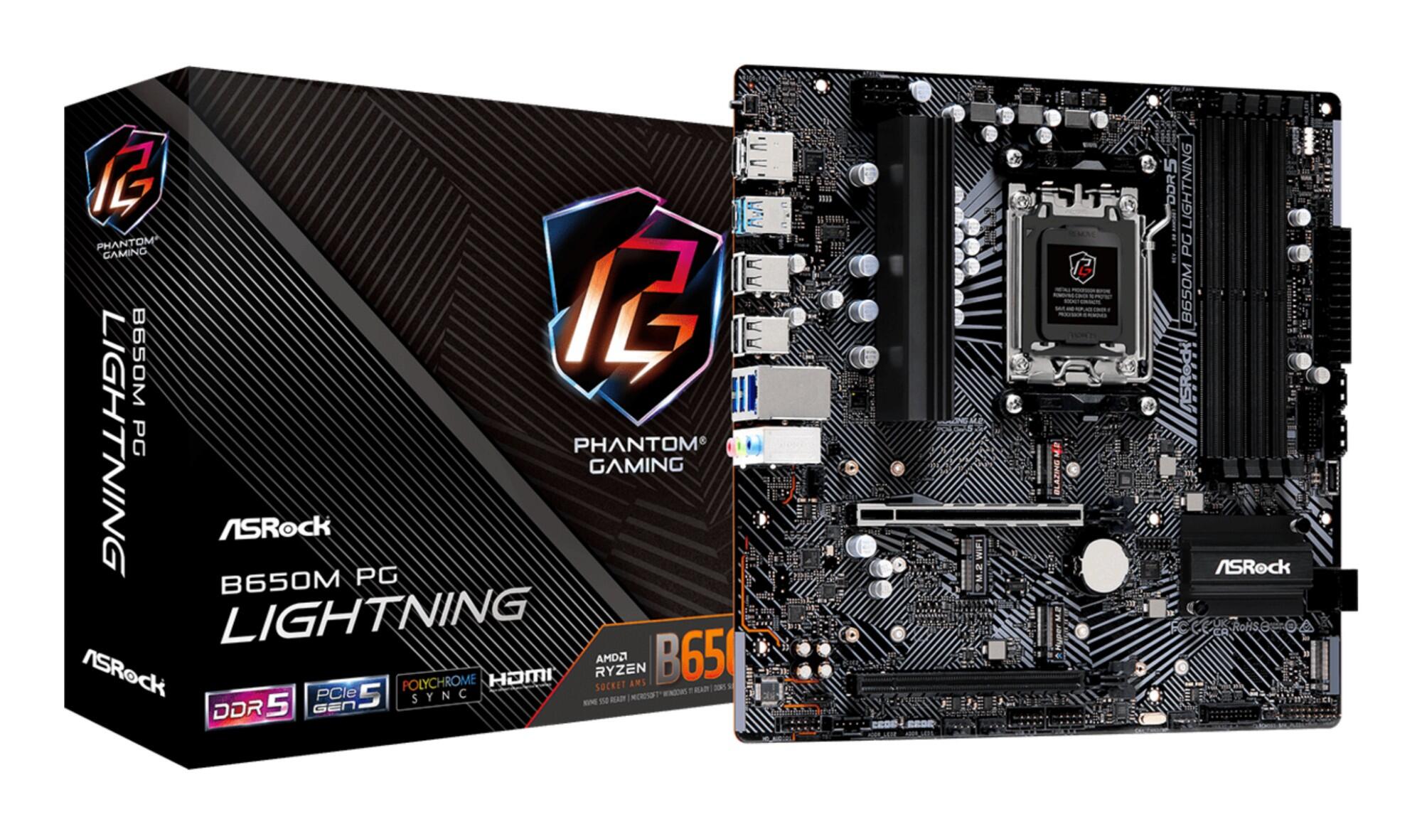 Asrock B650M PG Lightning AMD B650 Socket AM5 micro ATX (B650M PG ...