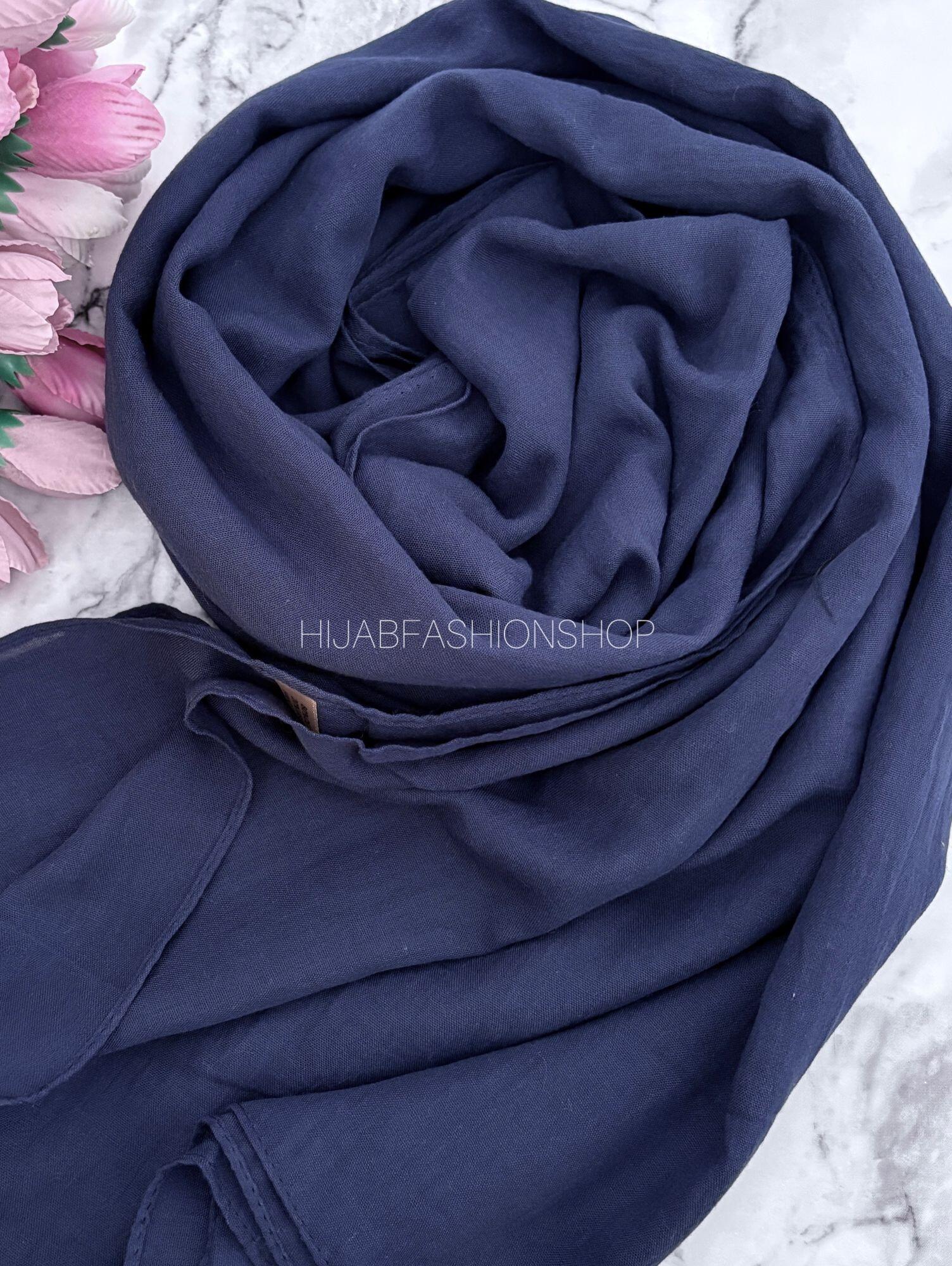 Plain Cotton Hijab - Navy | HIJAB FASHION SHOP