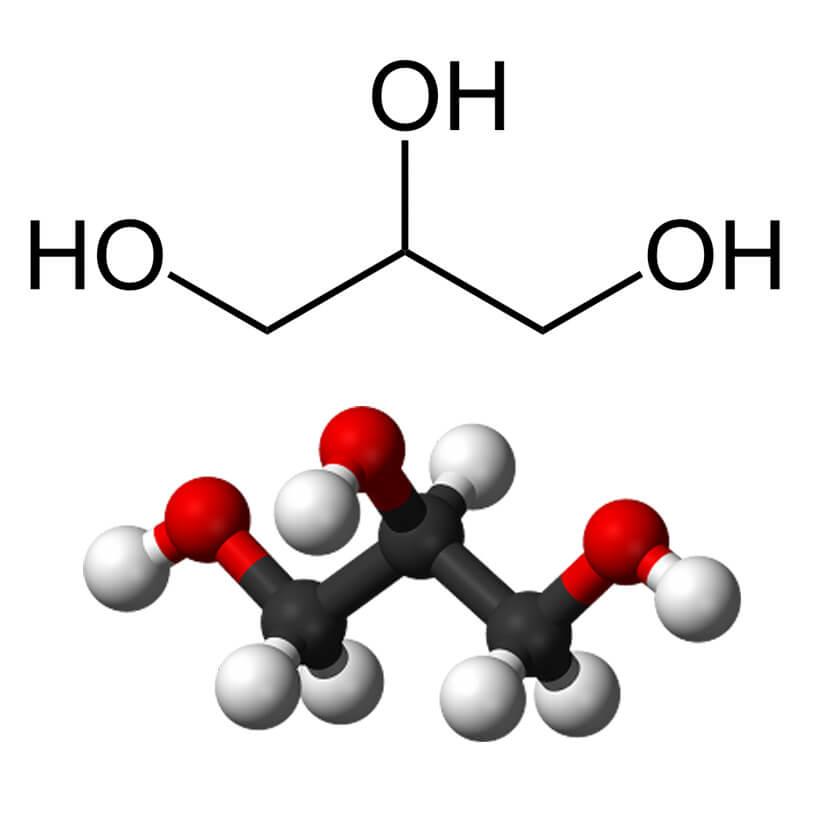 How does glycerin react with water?