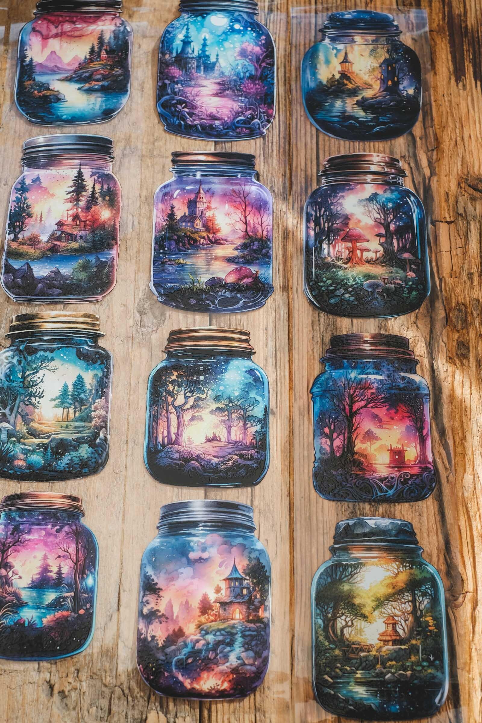 Magical fantasy jars - raised 3D gloss 7cm wide PET London Gifties tape 10m