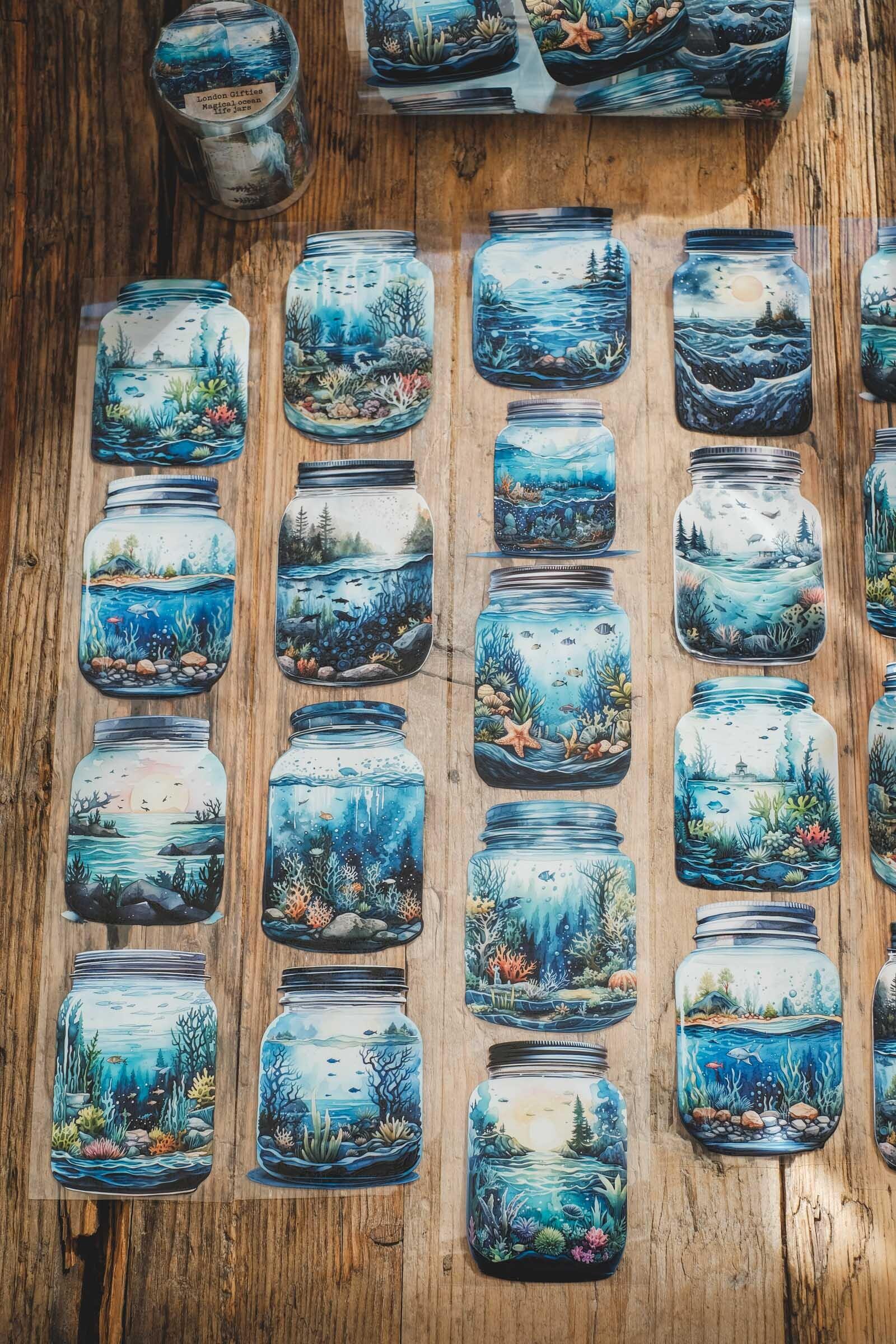 Magical ocean life jars - raised 3D gloss 7cm wide PET London Gifties ...
