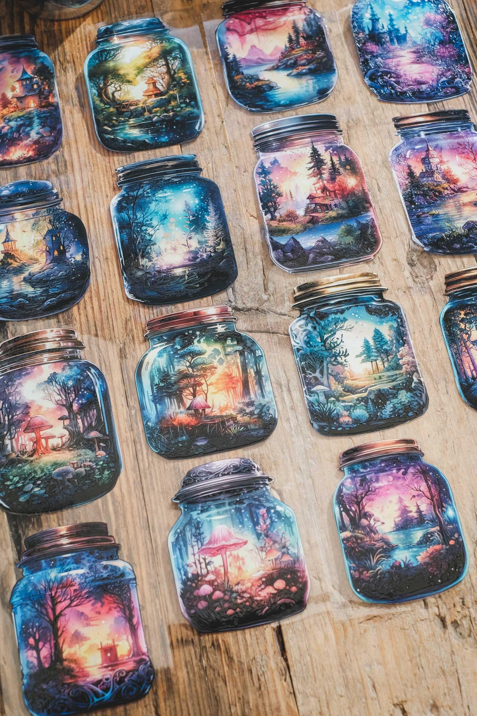 Magical fantasy jars - raised 3D gloss 7cm wide PET London Gifties tape 10m