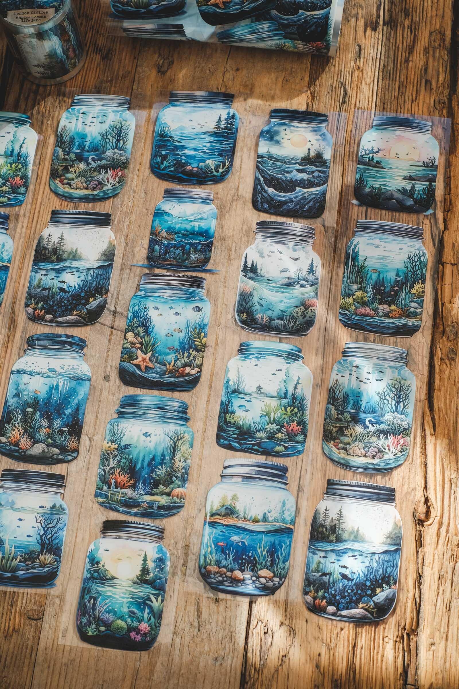 Magical ocean life jars - raised 3D gloss 7cm wide PET London Gifties ...