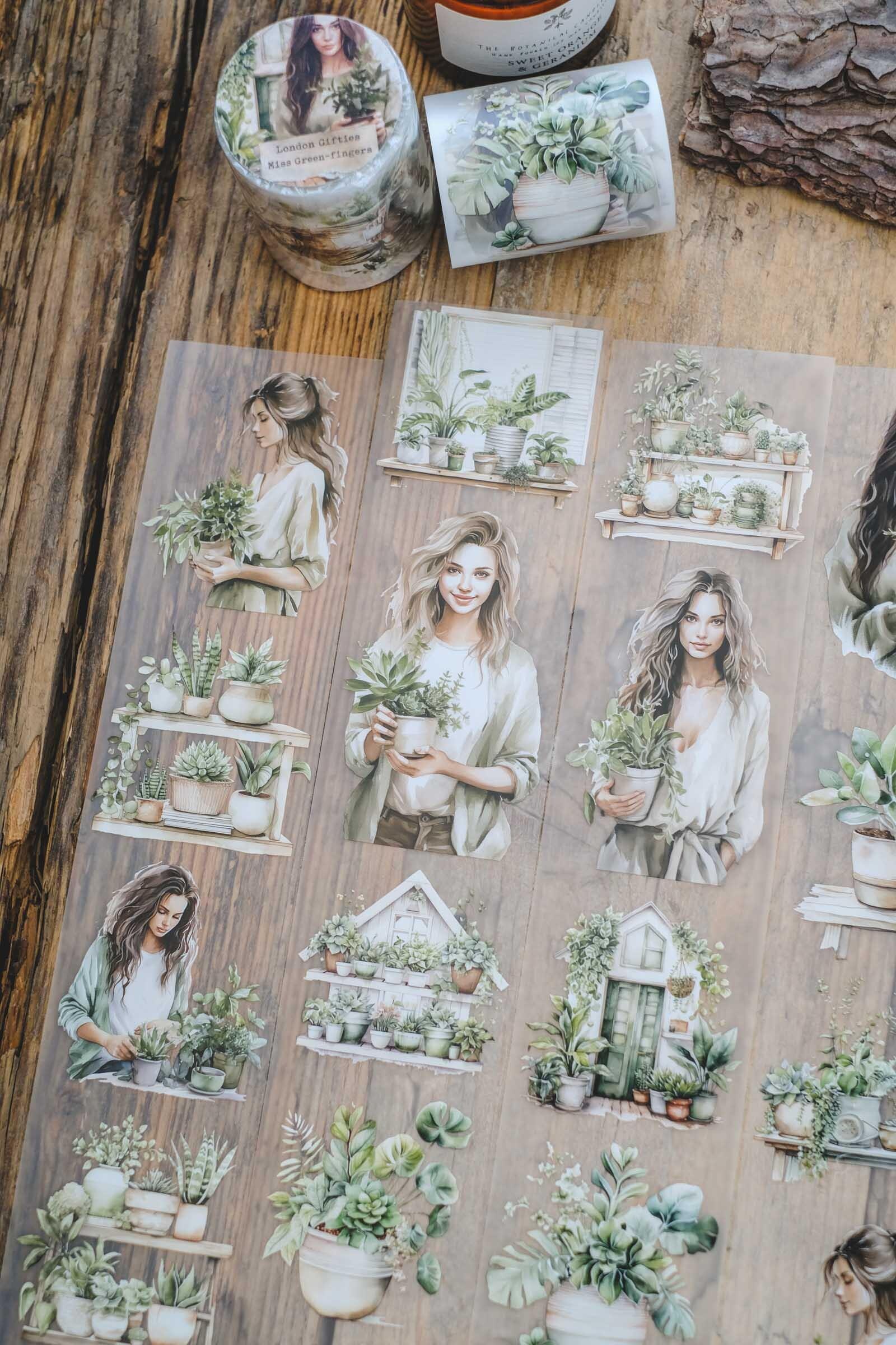 Miss Green-fingers - London Gifties frosted PET crystal ink 6cm washi ...