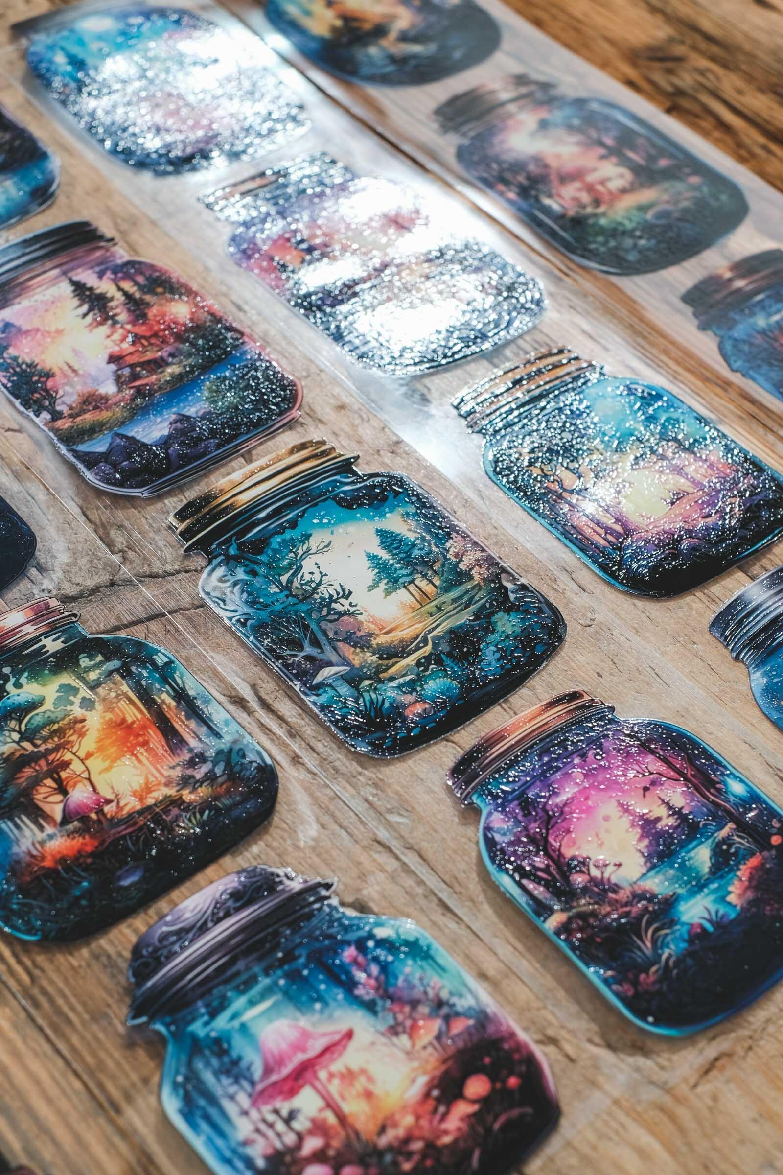 Magical fantasy jars - raised 3D gloss 7cm wide PET London Gifties tape 10m