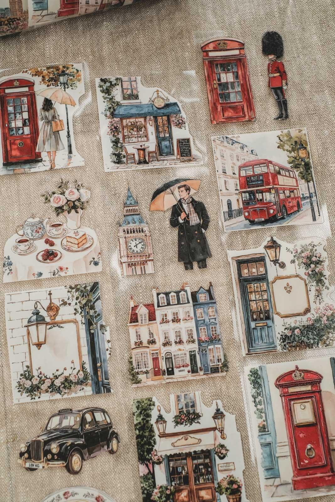 Let's take a trip to London - kiss-cut raised 3D gloss 7cm wide PET ...