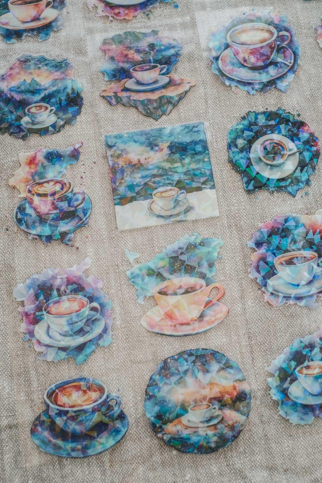 Galaxy cuppas - MINI all holographic foil kiss-cut raised 6cm wide PET ...