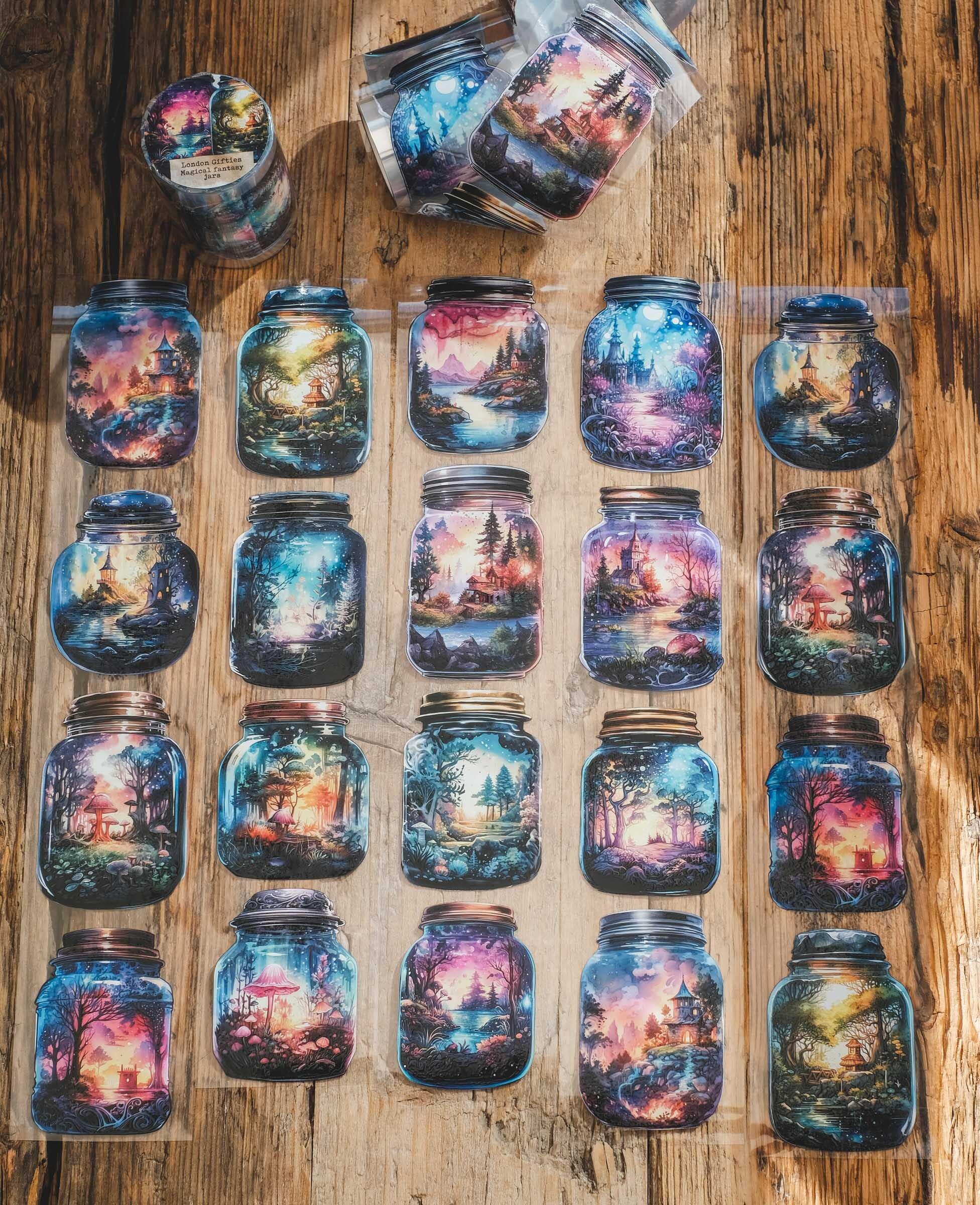 Magical fantasy jars - raised 3D gloss 7cm wide PET London Gifties tape 10m