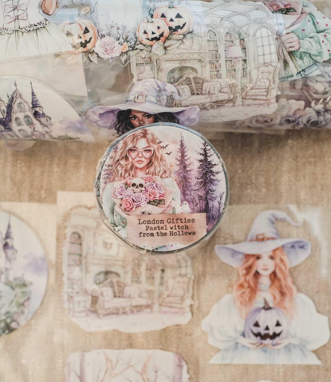 Pastel witch from the Hollows - kiss-cut raised 3D gloss 7cm wide PET ...