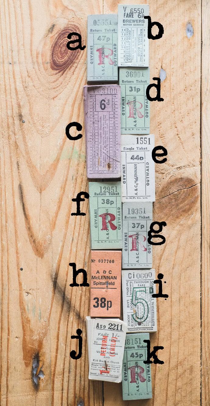 Full stacks of original vintage English / British bus tickets