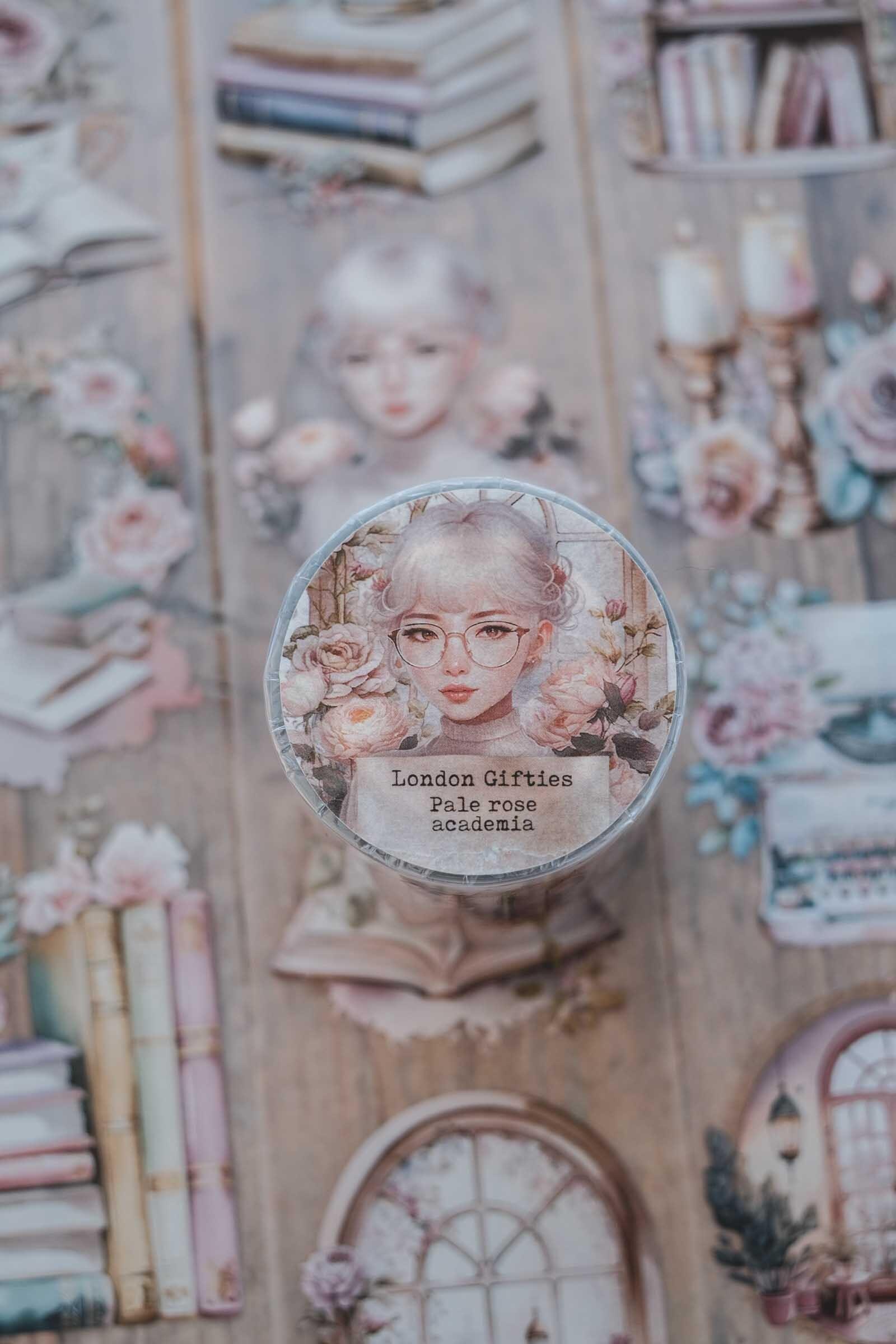 Pale rose academia - London Gifties frosted PET crystal ink 6cm washi ...