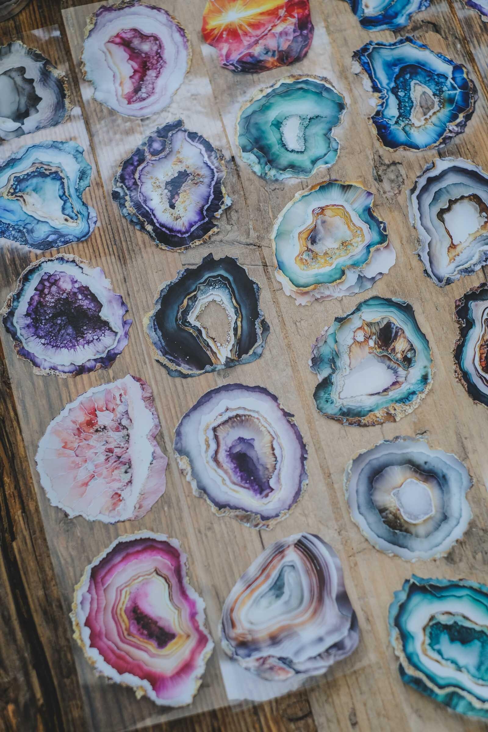 Cut geodes & more - raised shell holographic foil London Gifties ...