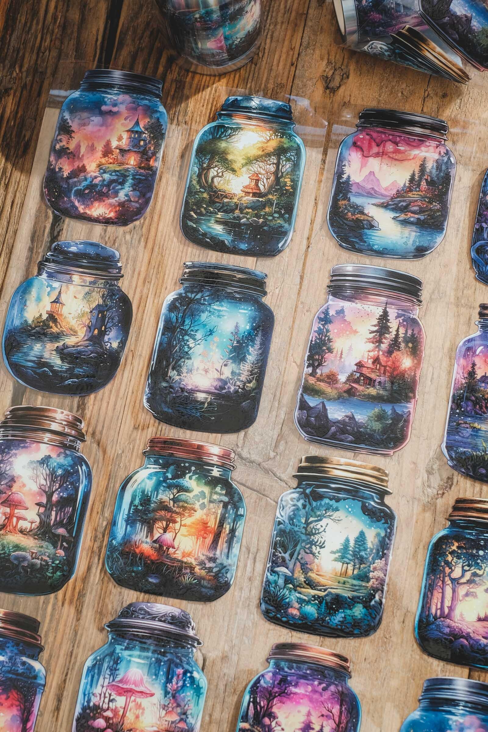 Magical fantasy jars - raised 3D gloss 7cm wide PET London Gifties tape 10m