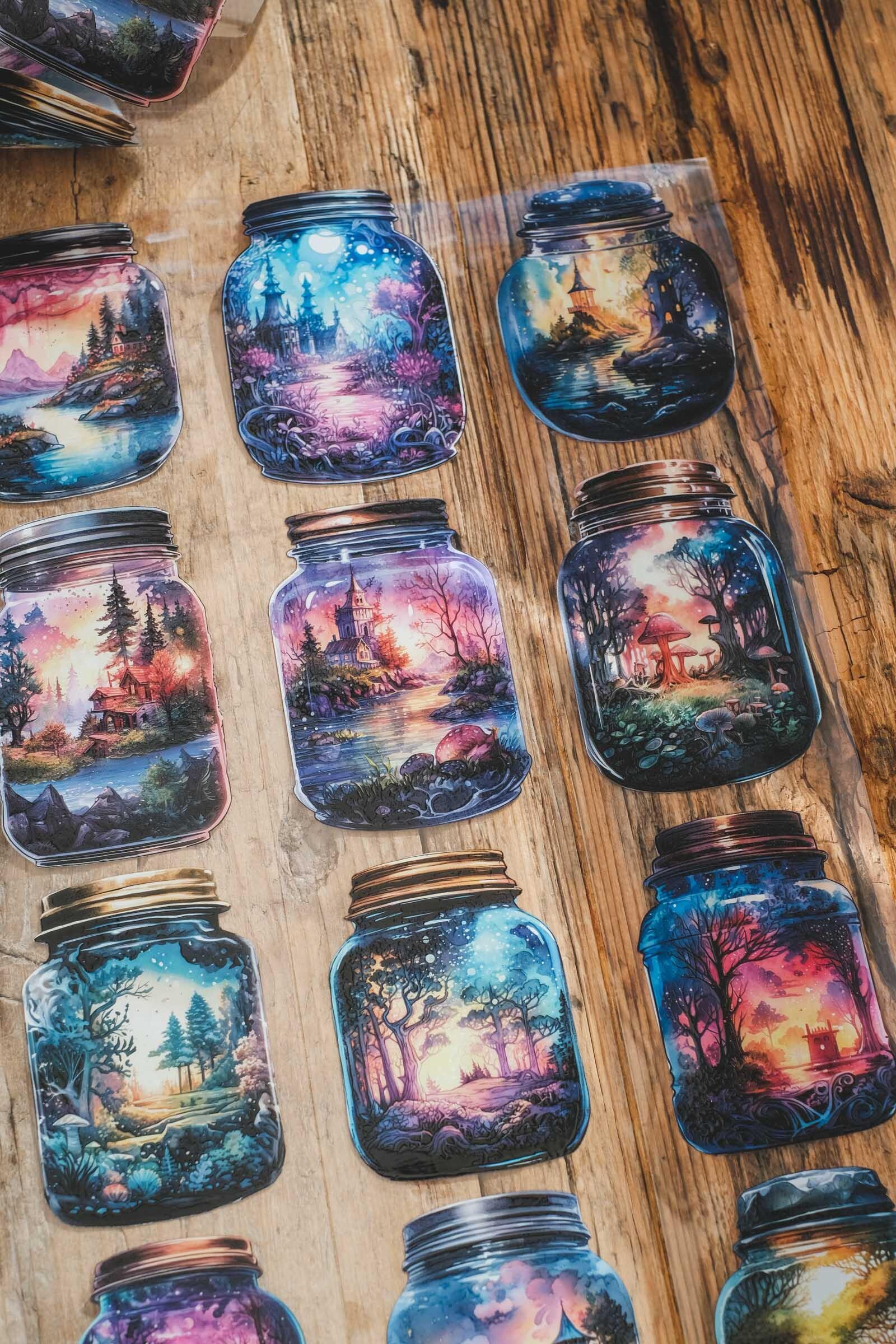 Magical fantasy jars - raised 3D gloss 7cm wide PET London Gifties tape 10m