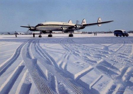 Winter Constellation - BOAC Lockheed Constellation - Christmas card C059