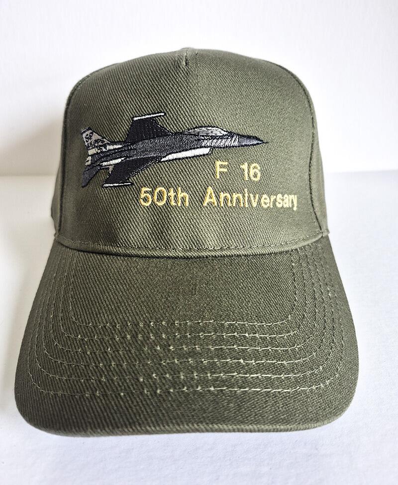 F-16 Fighting Falcon 50th Anniversary Baseball Cap - Olive Green