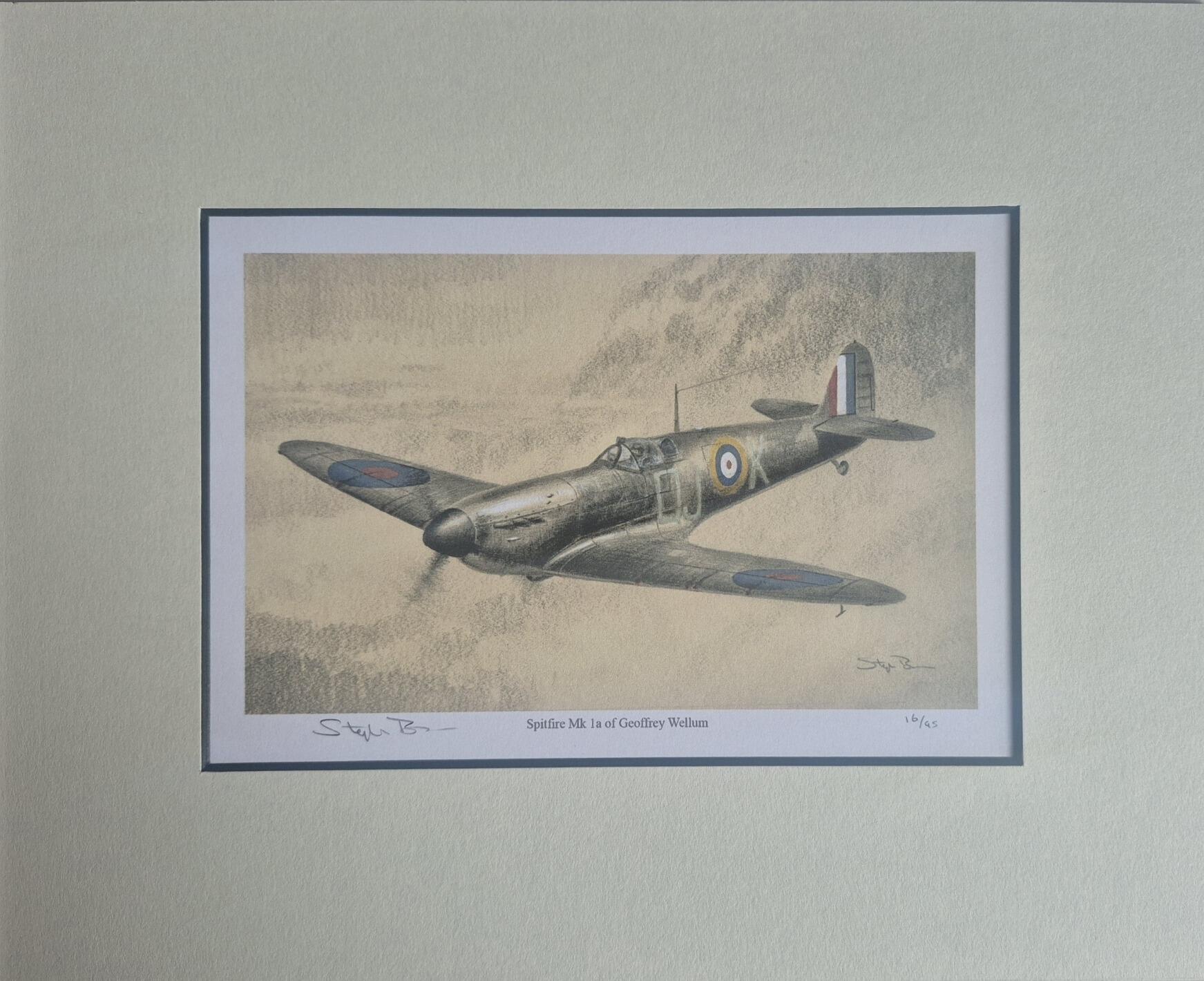 Spitfire Mk 1a of Geoffrey Wellum by Stephen Brown - Small Graphite ...