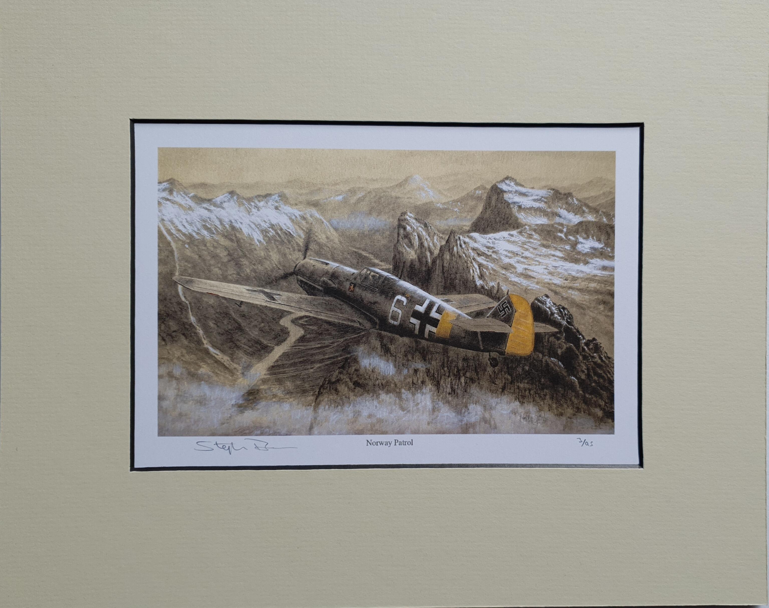 Norway Patrol by Stephen Brown - Small Graphite Cameo Print