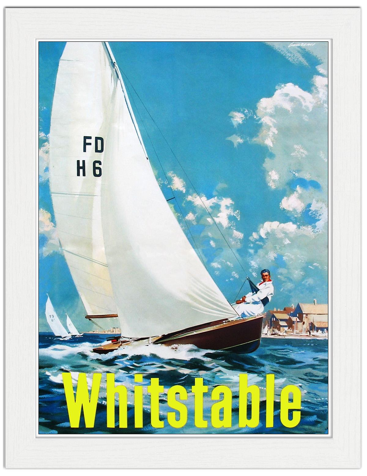 Whitstable Travel Poster With Yacht : Art Print £7.99 / Framed Print £ ...