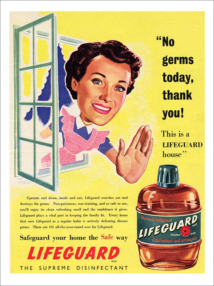 Lifeguard Disinfectant, Housewife, 1950s : Art Print £7.99 / Framed ...
