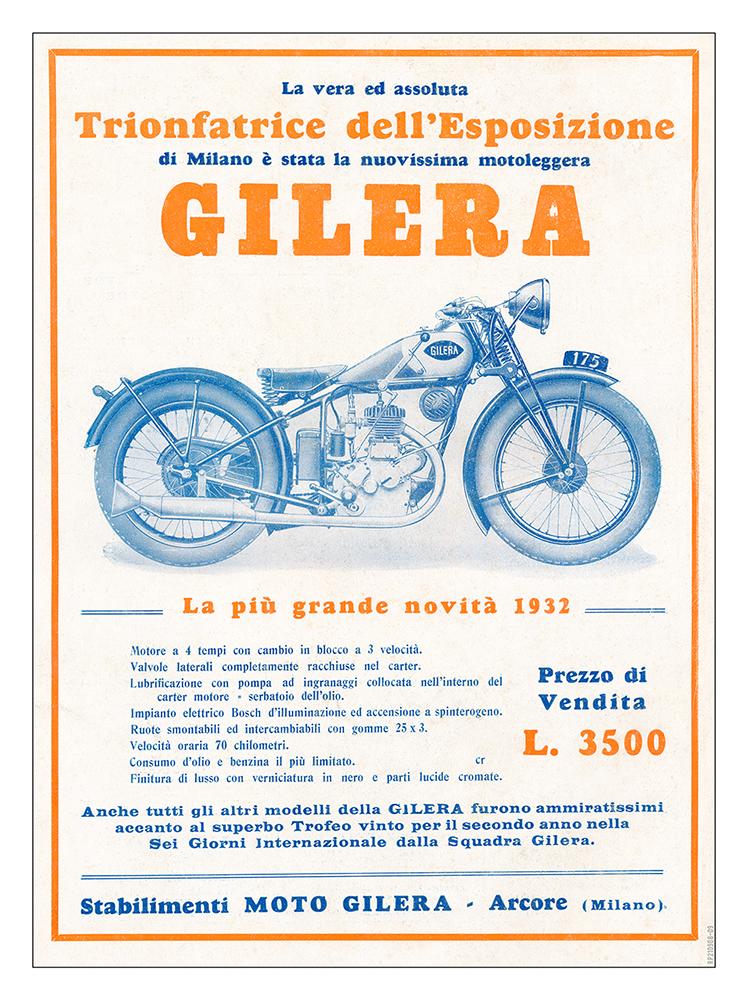 Gilera Motorcycle Advert Italy 1931 : Art Print £7.99 / Framed Print £ ...