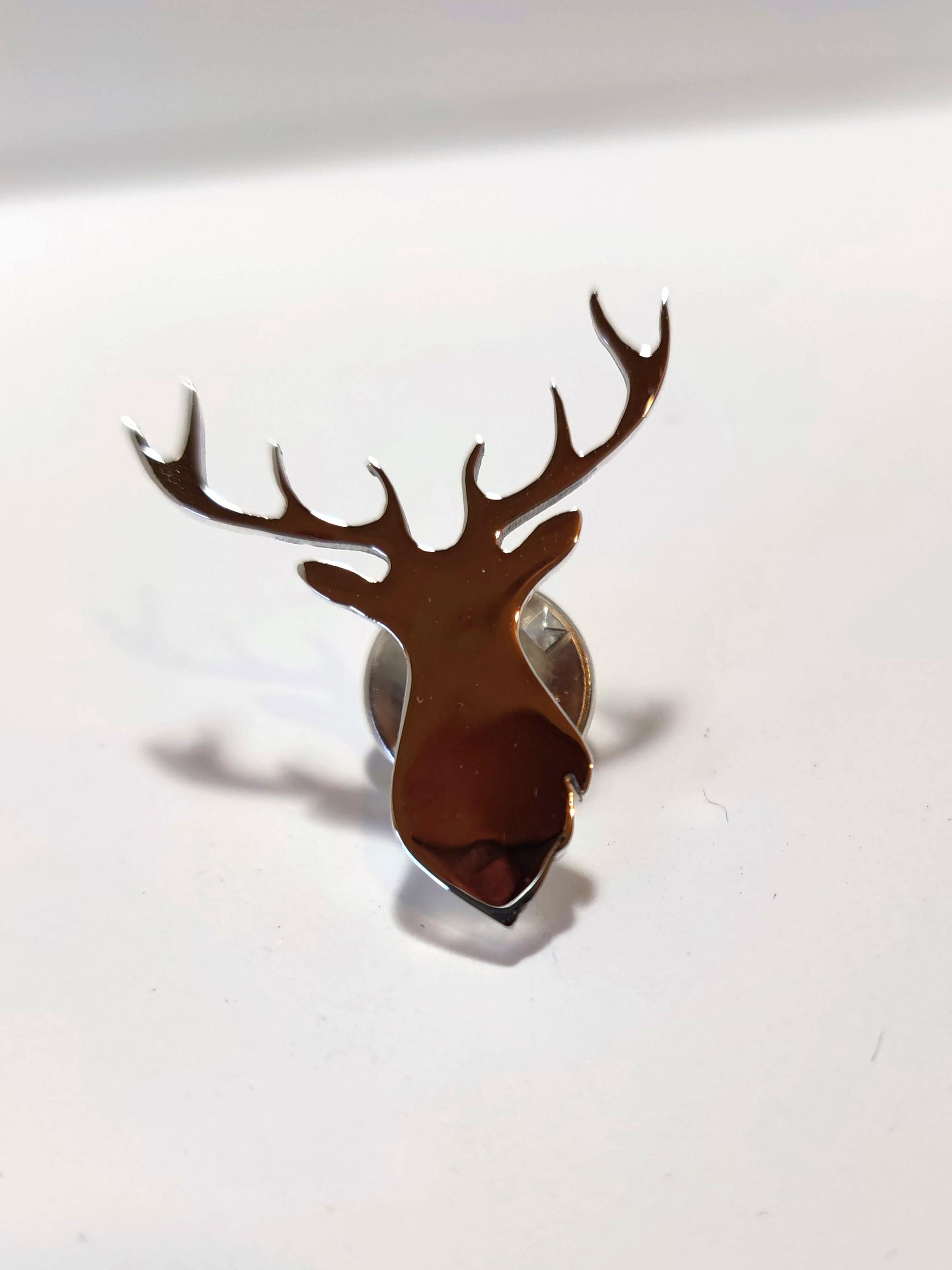 Sterling Silver Stag Head Silhouette Tie Pin