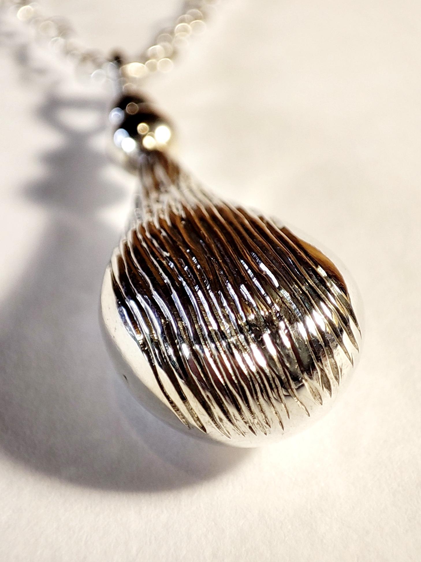 Water Droplet Pendant, Heavy Sterling Silver Pendant, hand engraved ...