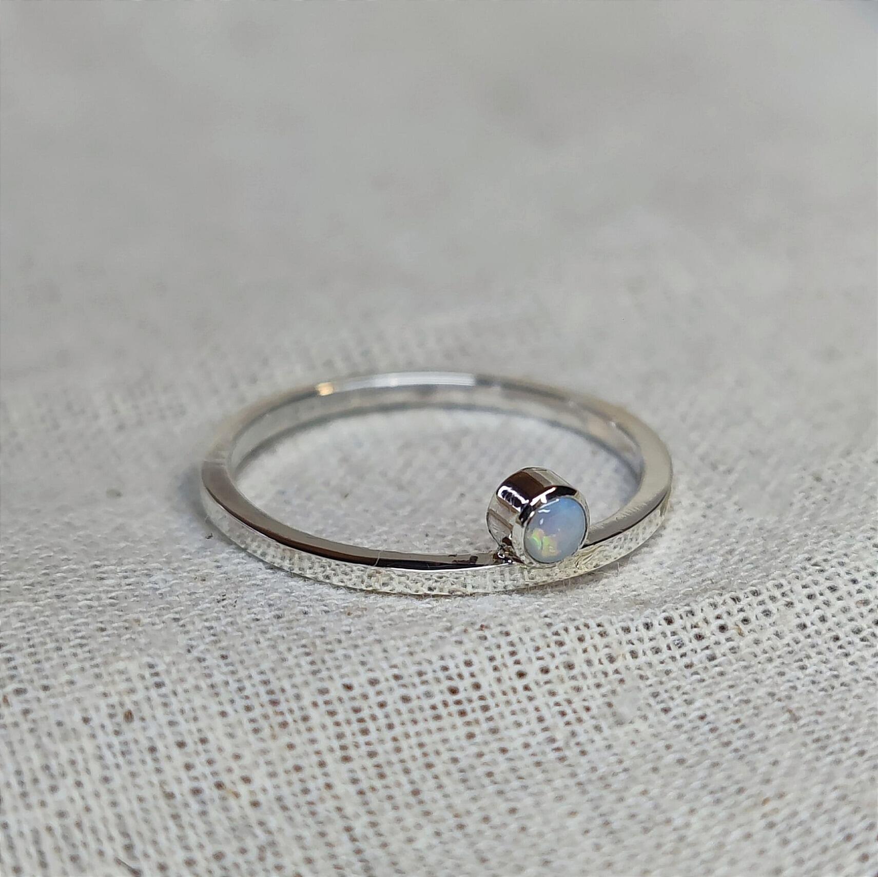 Sterling Silver Opal Stacking Ring