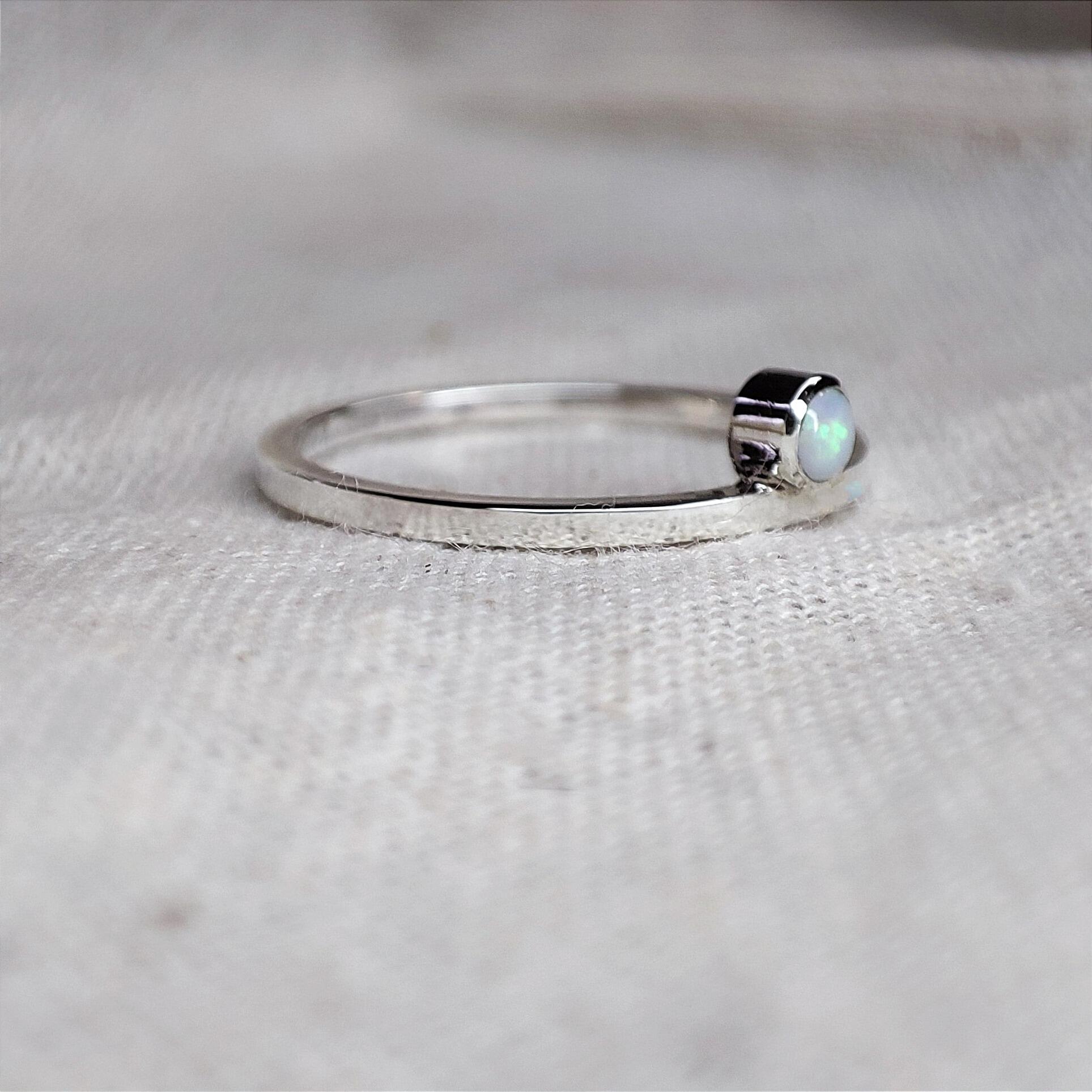 Sterling Silver Opal Stacking Ring
