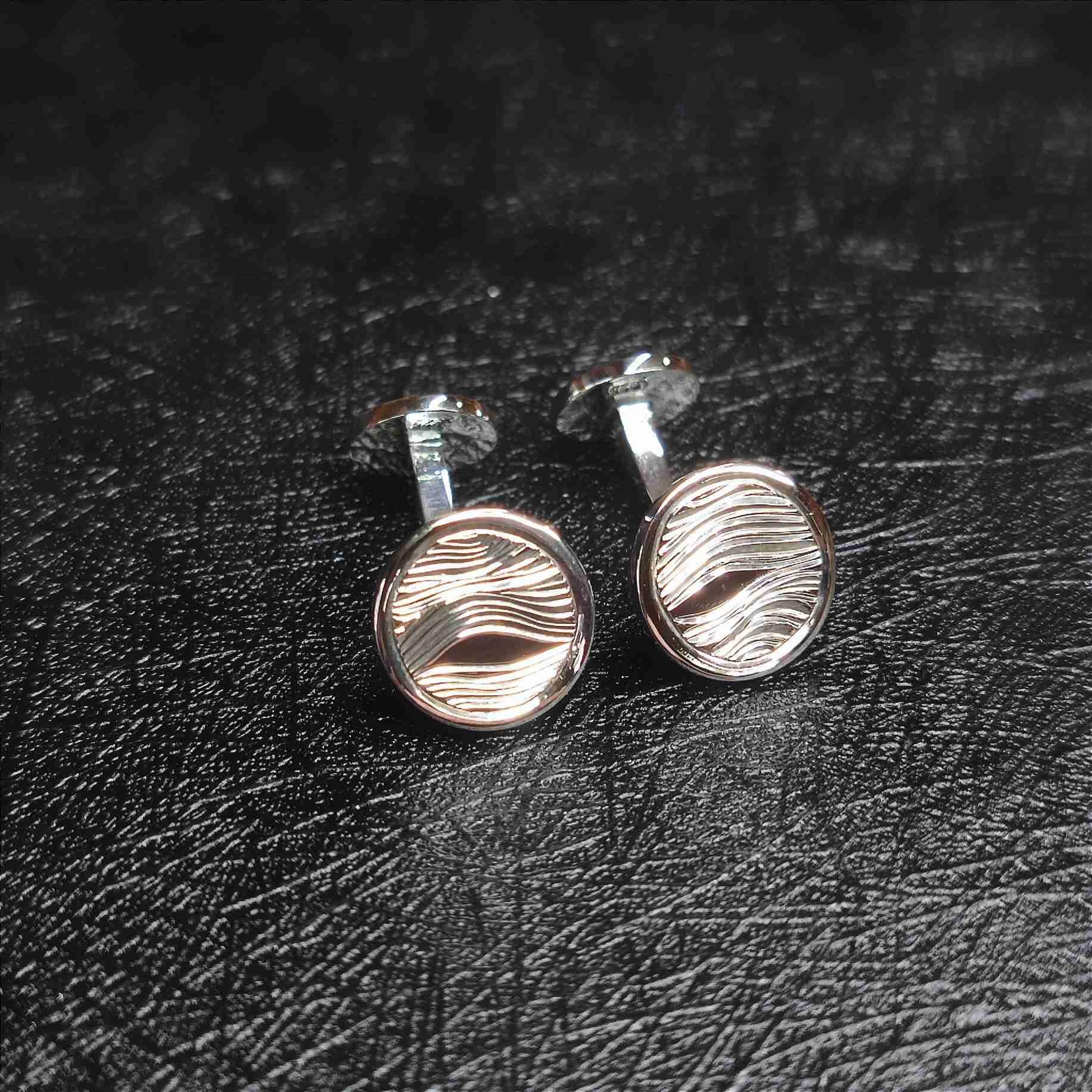 Recycled Sterling Silver Ripple Cufflinks, handmade in Scotland