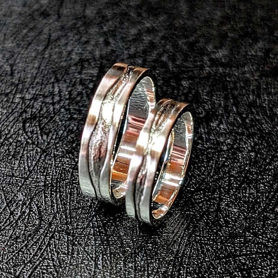 River Wedding Ring Set, textured wedding bands made with recycled ...