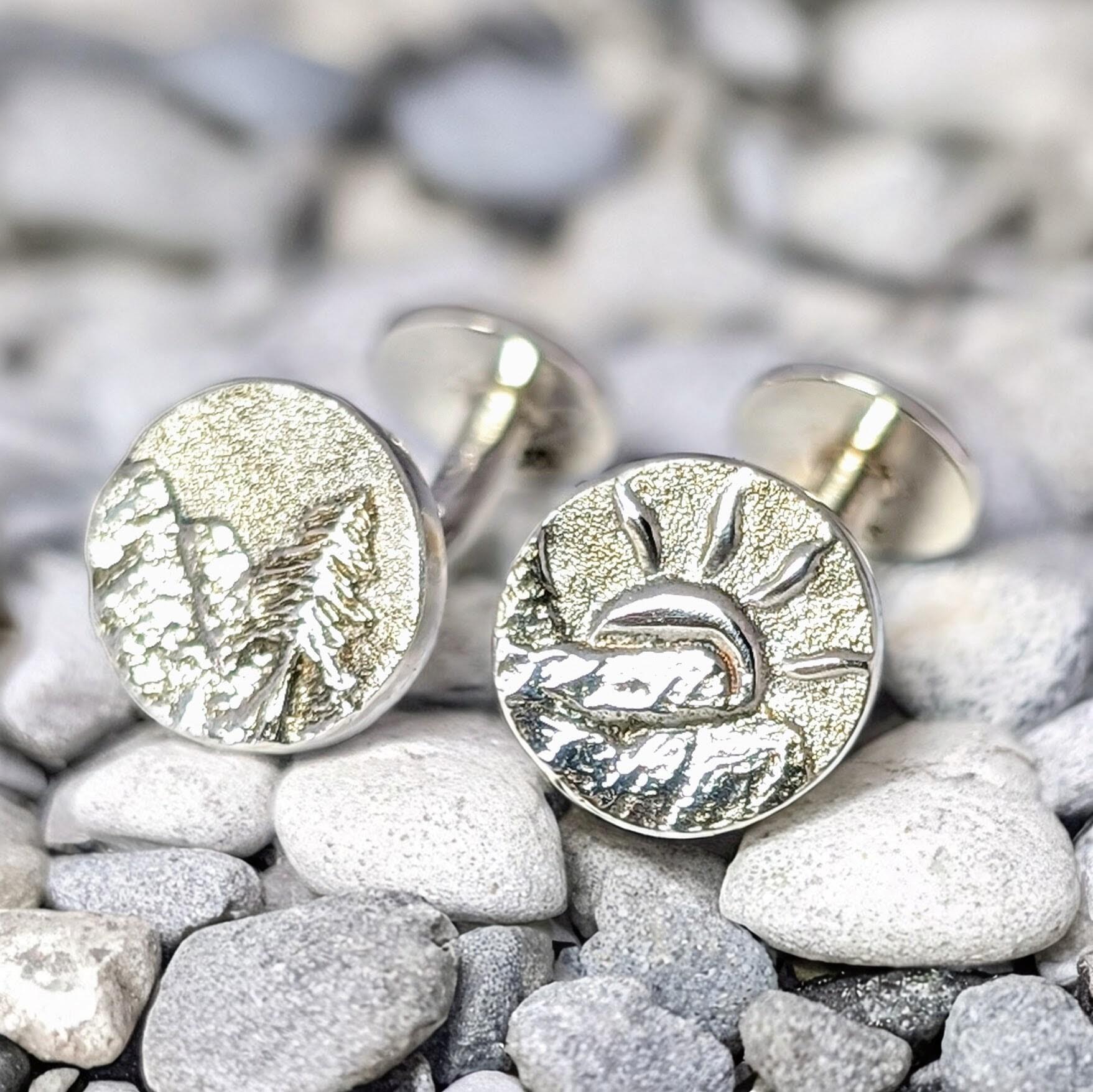 Handmade Recycled Sterling Silver Cufflinks with Engraved Scottish ...