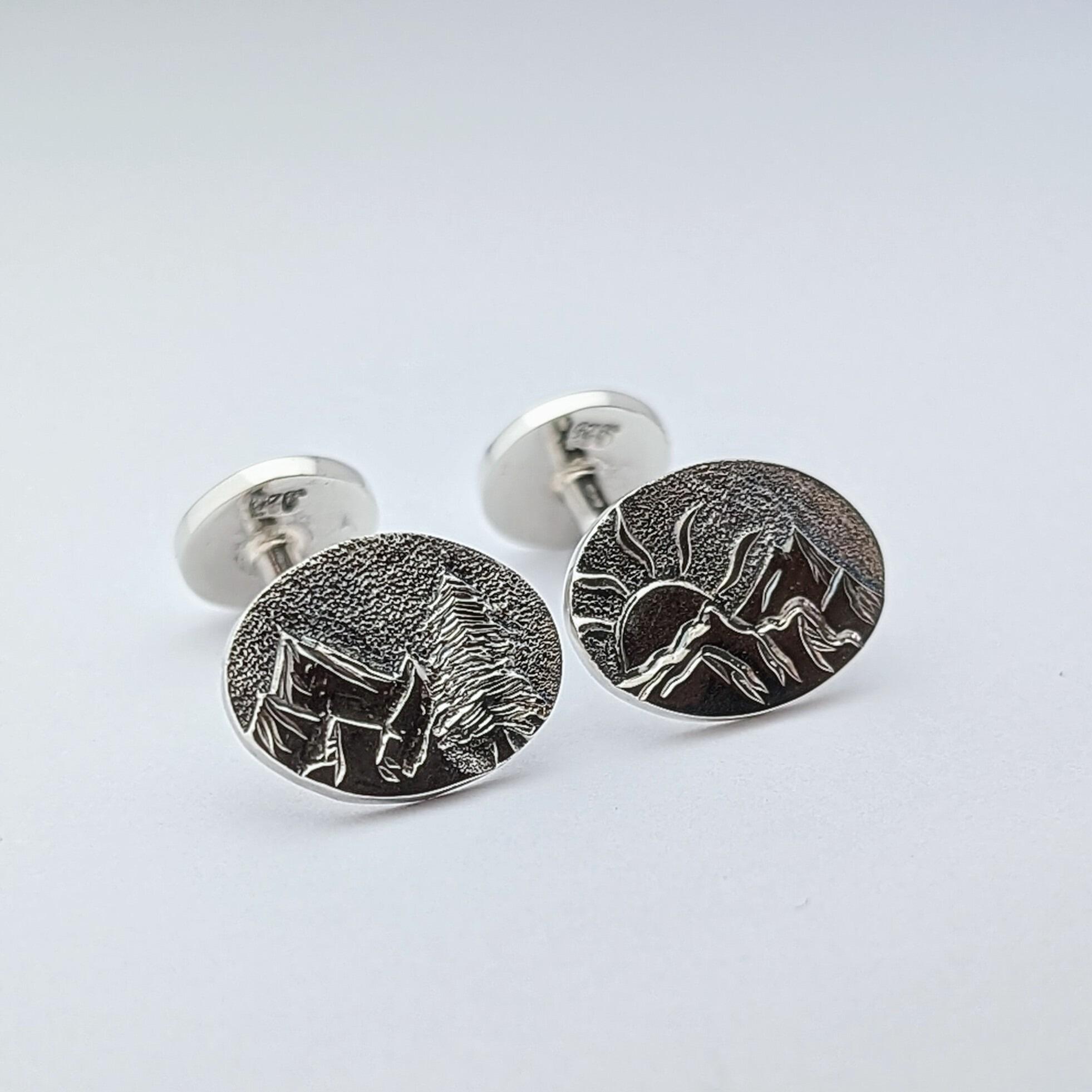 Handmade Recycled Sterling Silver Oval Cufflinks with Engraved Scottish ...